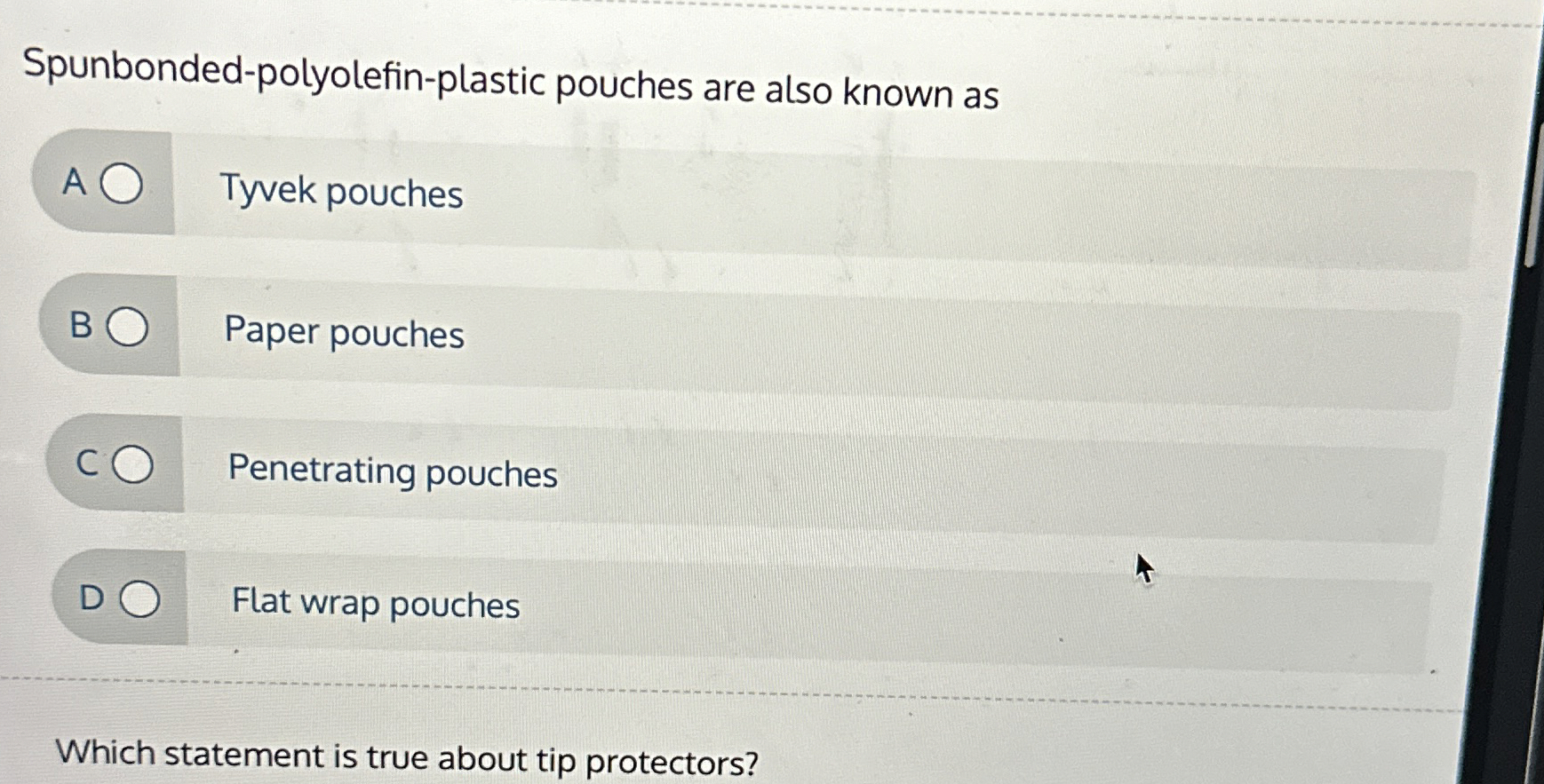 Solved Spunbonded-polyolefin-plastic pouches are also known | Chegg.com