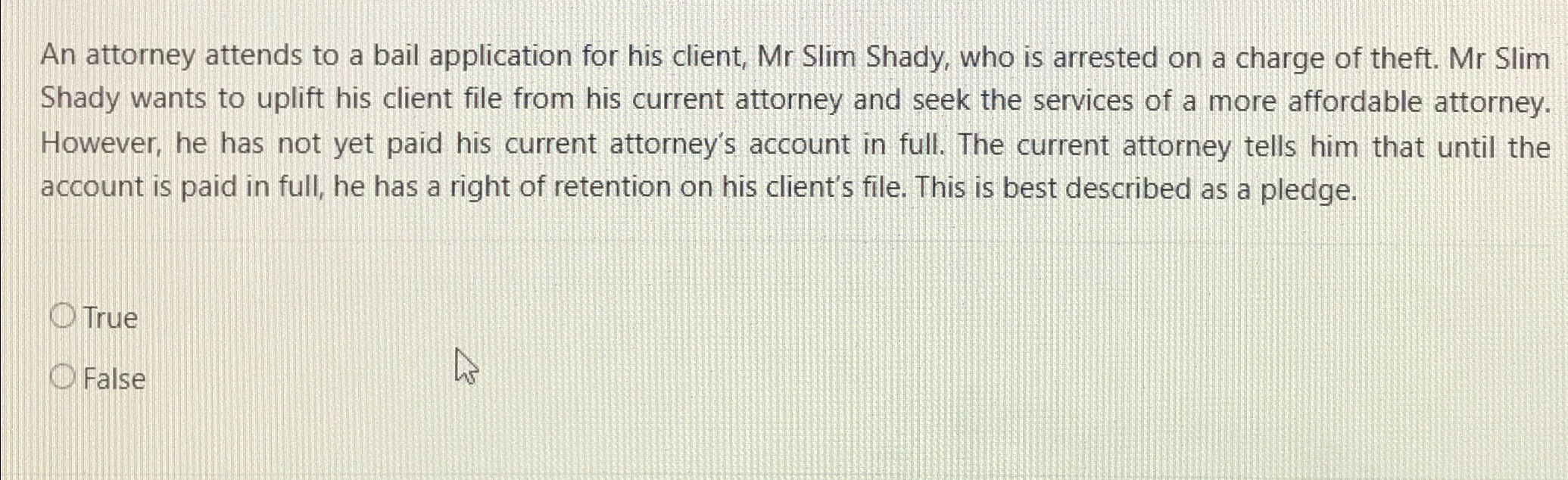 Solved An attorney attends to a bail application for his | Chegg.com
