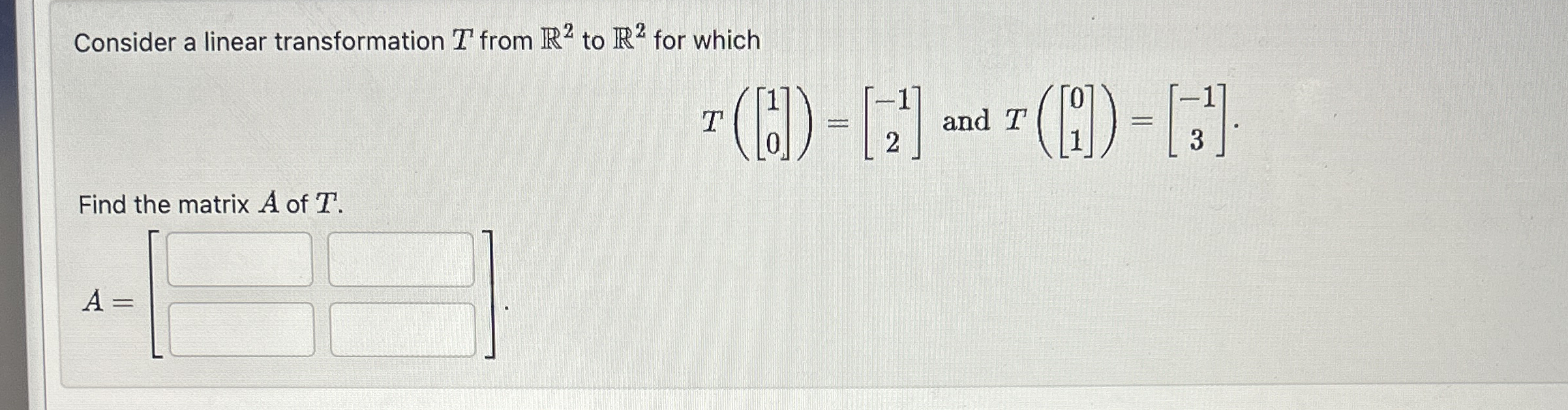 Solved Consider a linear transformation T ﻿from R2 ﻿to R2 | Chegg.com