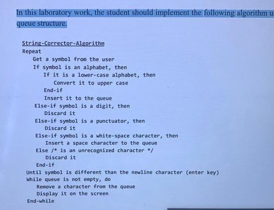 Solved In this laboratory work, the student should implement | Chegg.com