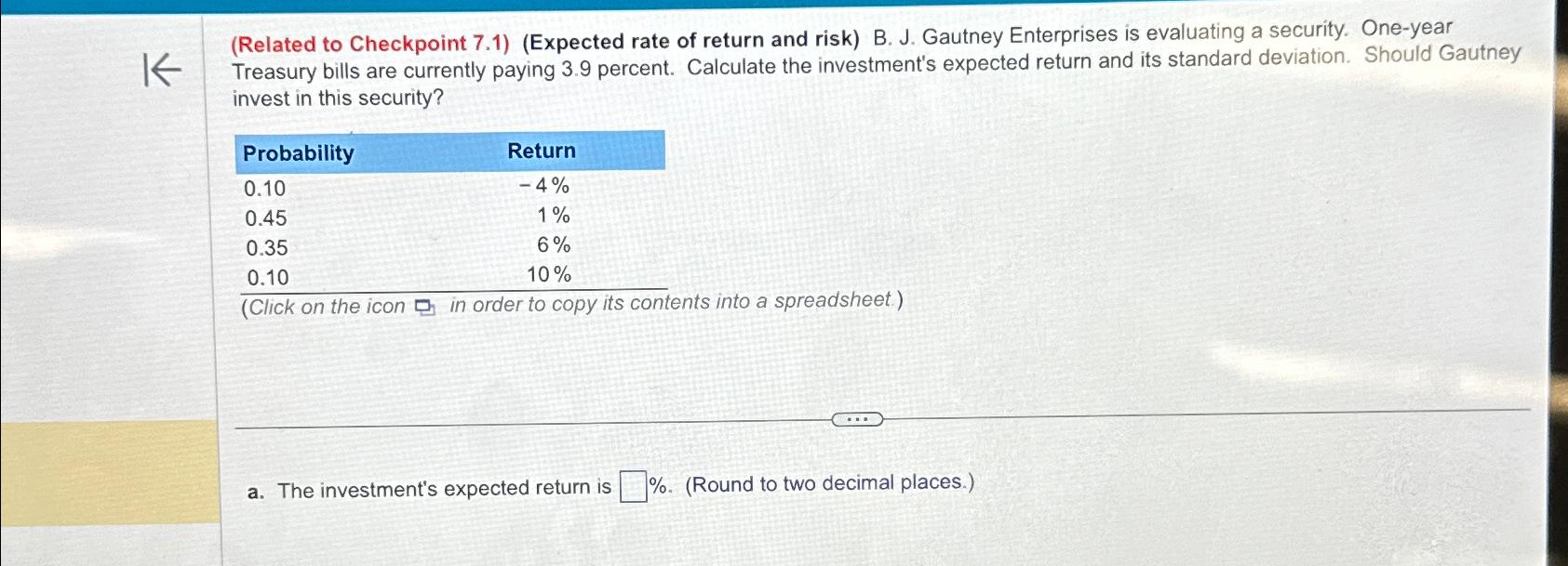 Solved (Related to Checkpoint 7.1) (Expected rate of return | Chegg.com