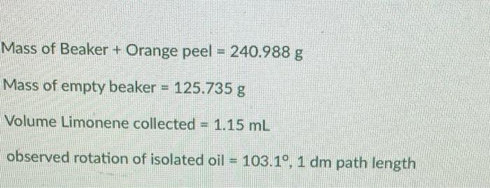 Solved a. Assuming a pure sample of (+)-limonene is used, | Chegg.com