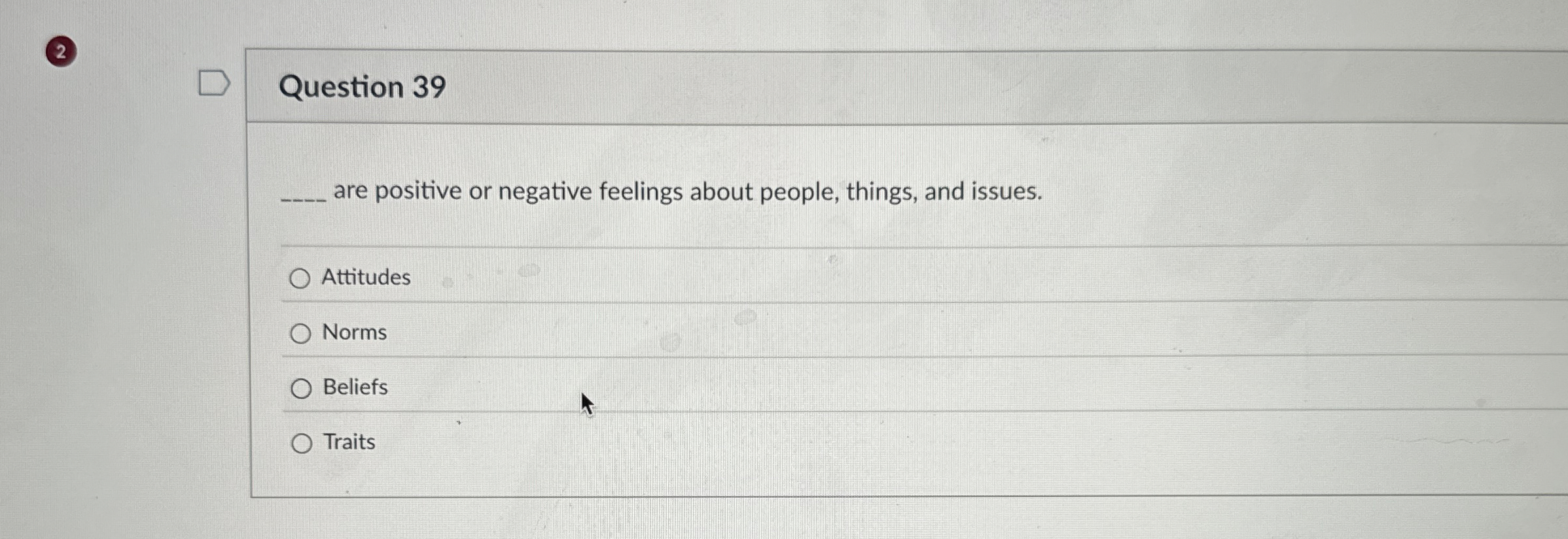 Solved Question 39are positive or negative feelings about | Chegg.com