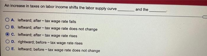 Solved An increase in taxes on labor income shifts the labor | Chegg.com