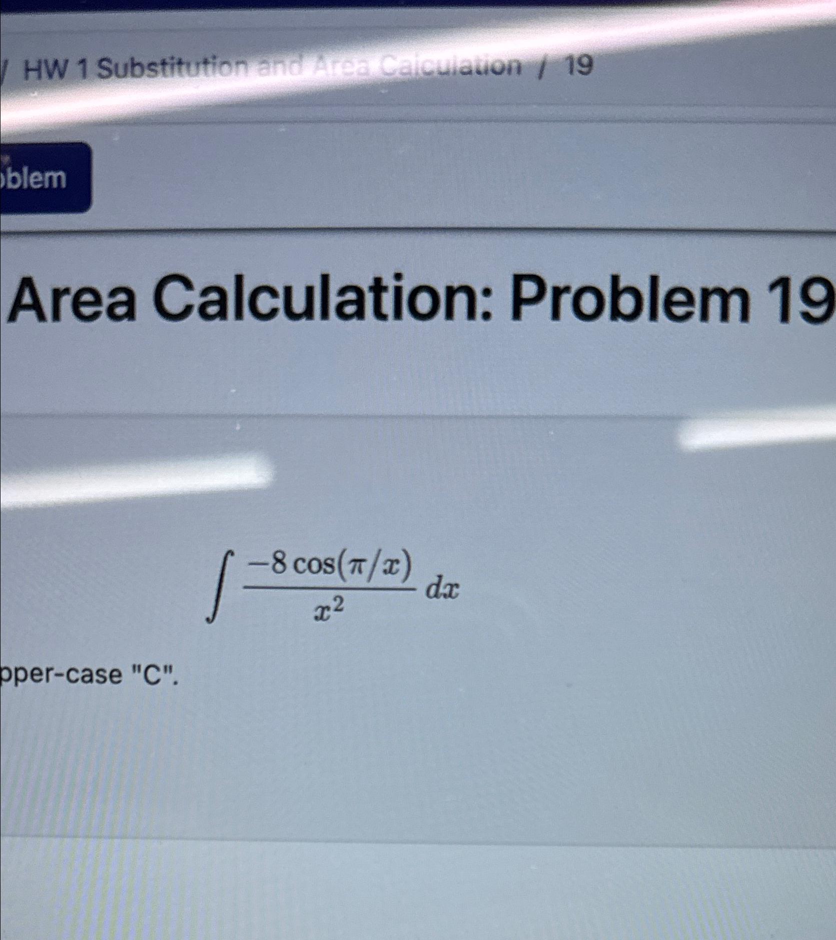 Solved HW 1 ﻿Substitution and Area Caculauion / 19Area | Chegg.com