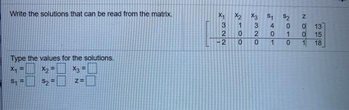 Solved Write the solutions that can be read from the matrix. | Chegg.com