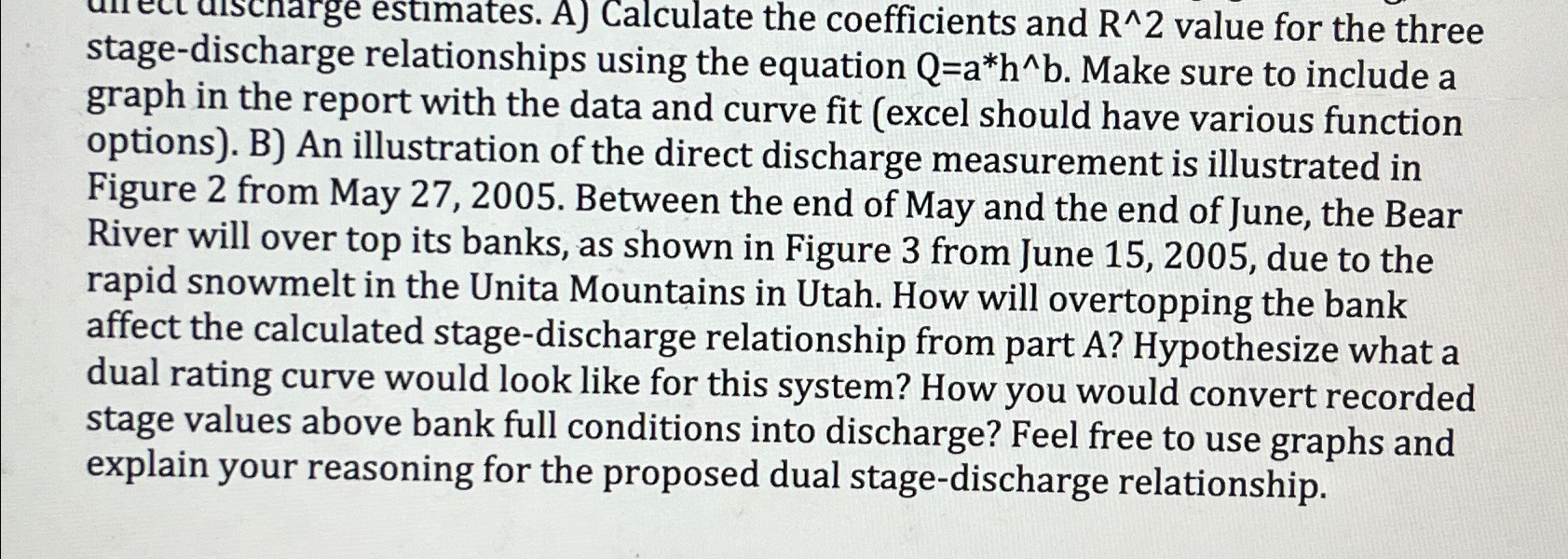 Solved stage-discharge coefficients and R2 ﻿value for the | Chegg.com
