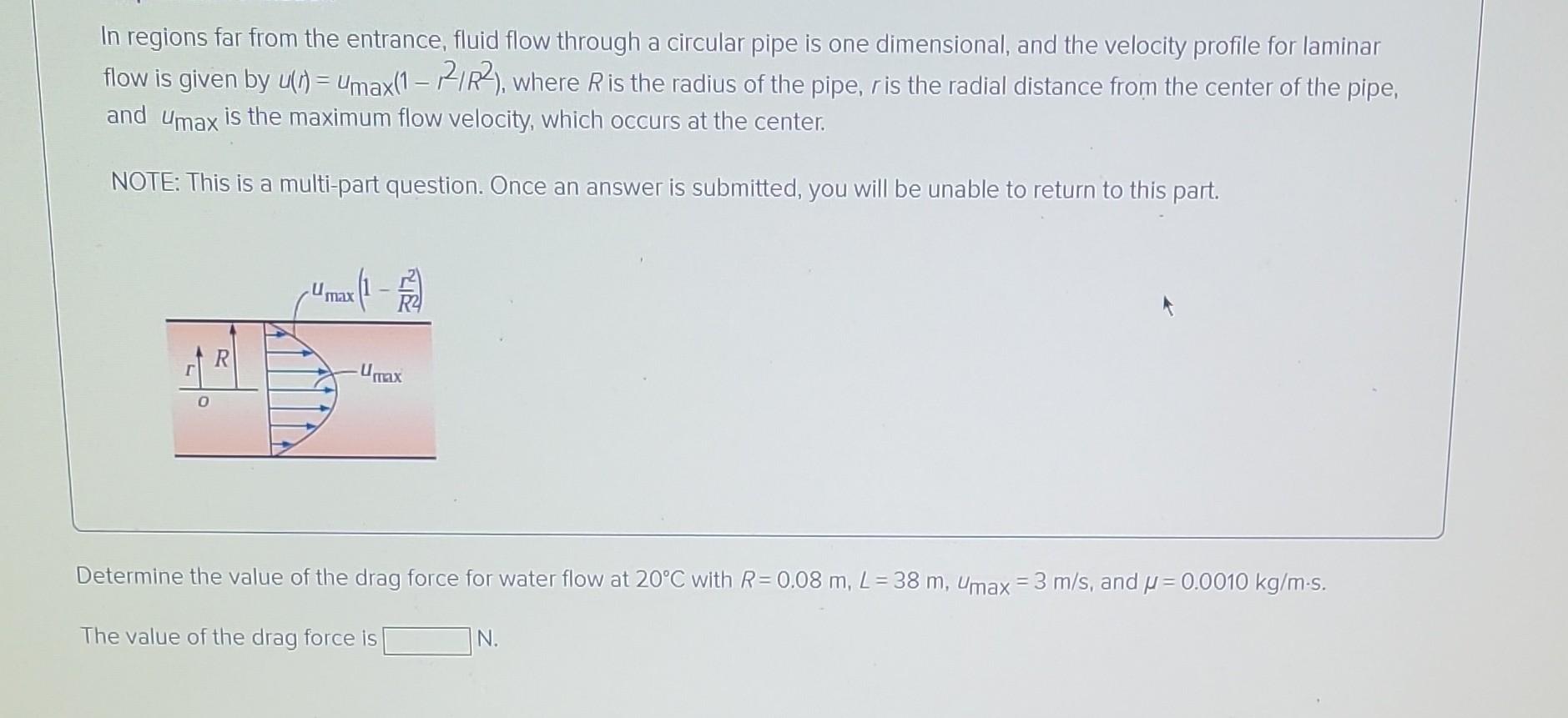 Solved In regions far from the entrance, fluid flow through | Chegg.com