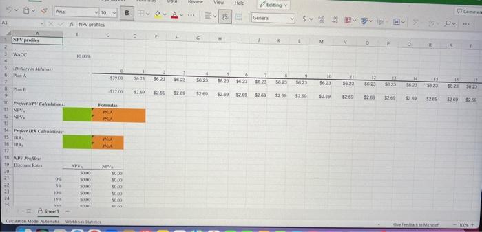 Solved Excel Online Structured Activity: NPV profiles A | Chegg.com