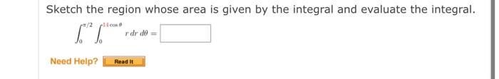 Solved Sketch the region whose area is given by the integral | Chegg.com