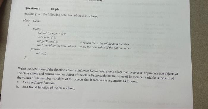 Solved Question 410pts Assume given the following definition | Chegg.com