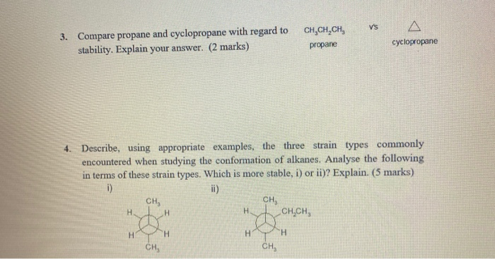 Solved V's 3. Compare propane and cyclopropane with regard | Chegg.com