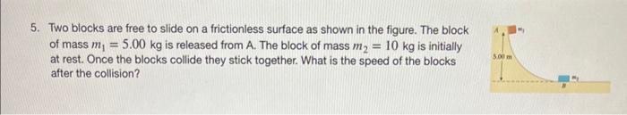 Solved 5. Two blocks are free to slide on a frictionless | Chegg.com