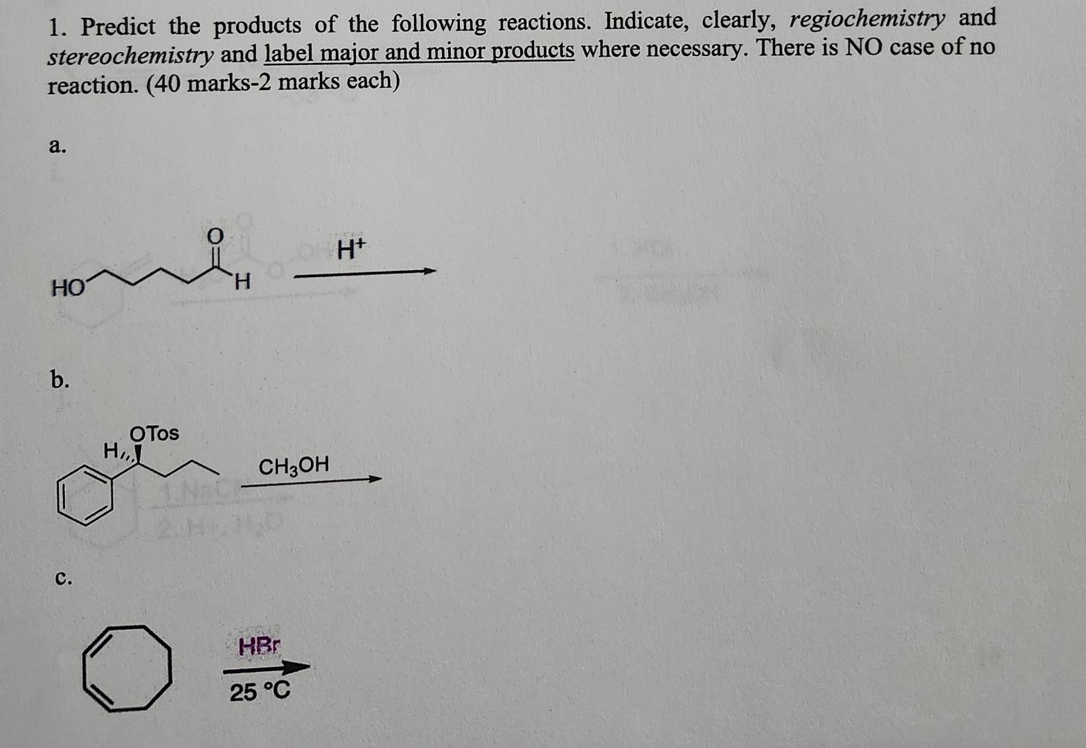 Solved Predict the products of the following reactions. | Chegg.com