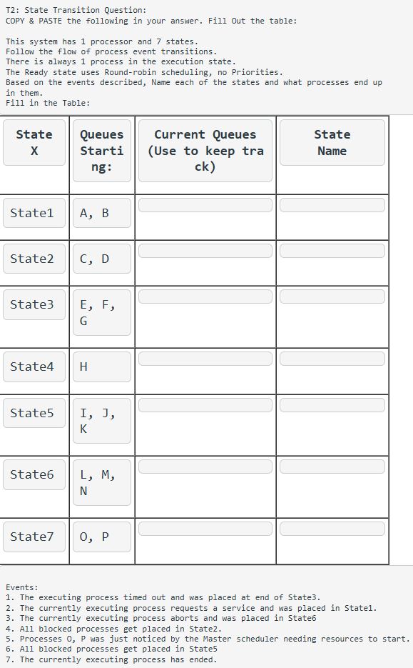 Events:1. ﻿The executing process timed out and was | Chegg.com