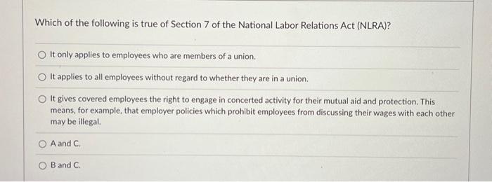 Solved Which of the following is true of Section 7 of the | Chegg.com