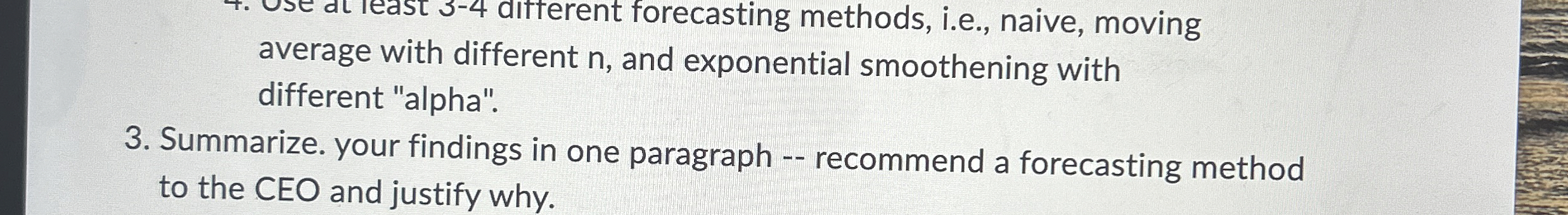 Solved different forecasting methods, i.e., ﻿naive, moving | Chegg.com