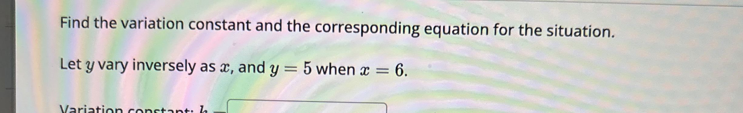 Solved Find the variation constant and the corresponding | Chegg.com