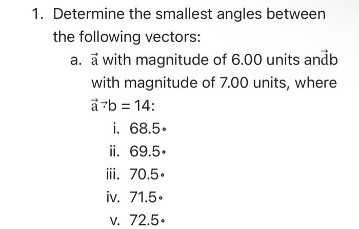 Solved 1. Determine the smallest angles between the | Chegg.com