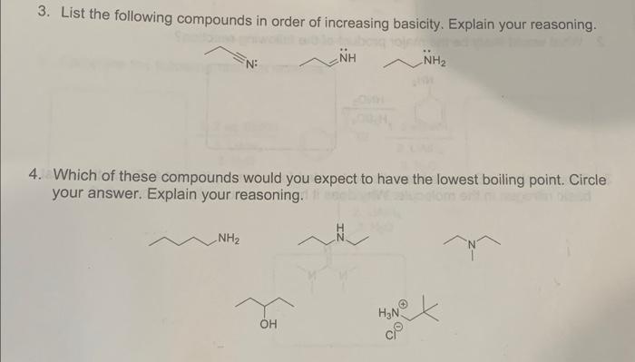 Solved 3. List the following compounds in order of | Chegg.com