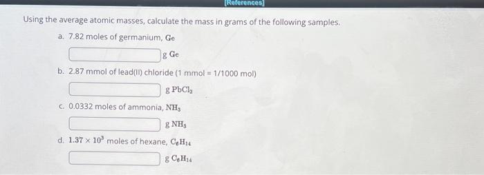using average atomic mass calculate mass in grams | Chegg.com