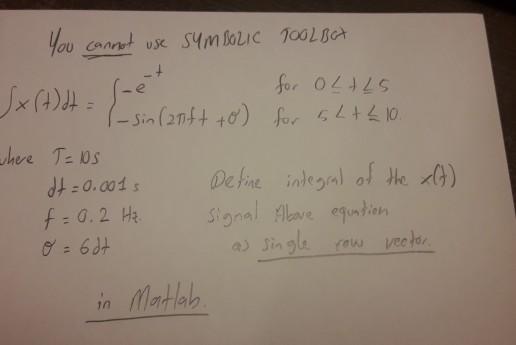 Solved in Matlab, we should define the integral as shown | Chegg.com