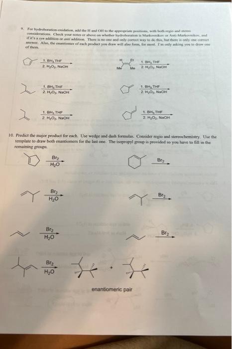 Solved ef theist λ2H2O2,NaOH1.BH1THF 2.H2O2⋅NaOH2 1. BH2THF | Chegg.com