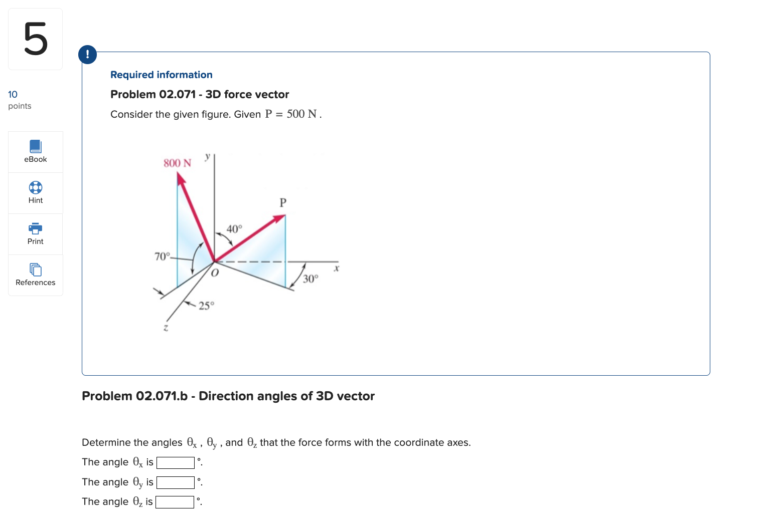 Solved Required information Problem 02.071-3D force vector | Chegg.com