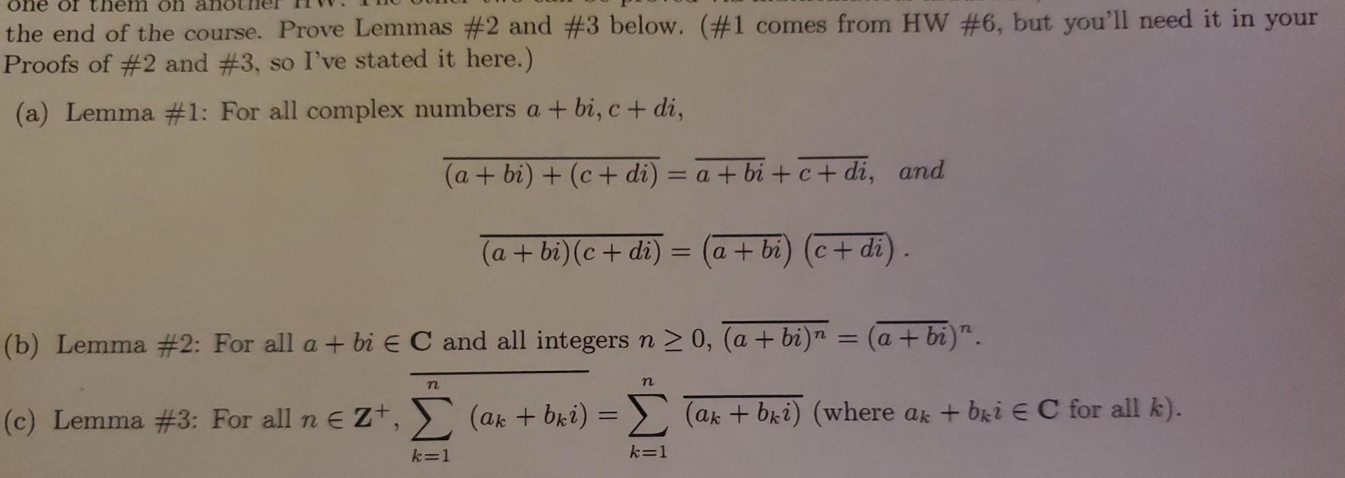 Solved the end of the course. Prove Lemmas \#2 and \#3 | Chegg.com