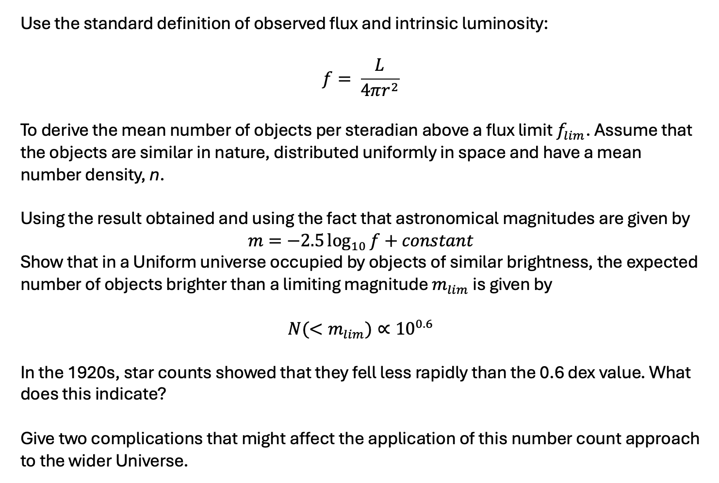 Solved Use the standard definition of observed flux and | Chegg.com