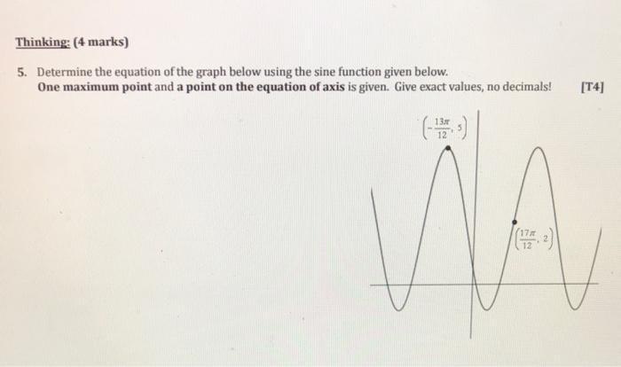 Solved 4. Determine the equation of the sinusoidal function | Chegg.com