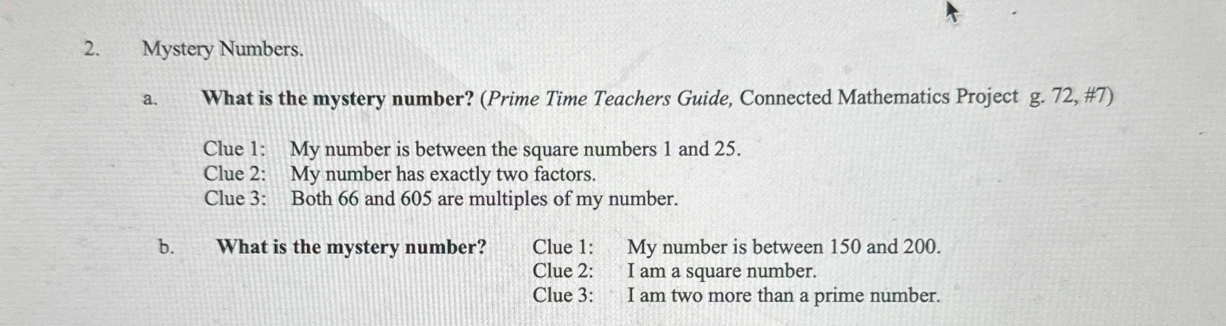 Solved Mystery Numbers.a. ﻿What is the mystery number? | Chegg.com