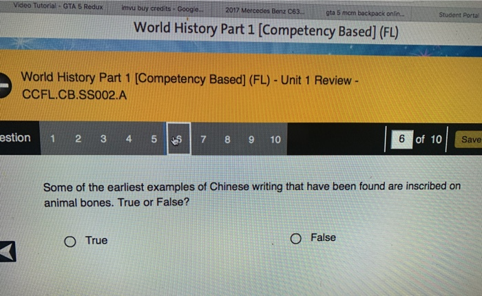 Solved World History Part 1 [Competency Based) (FL) - Unit 1 | Chegg.com