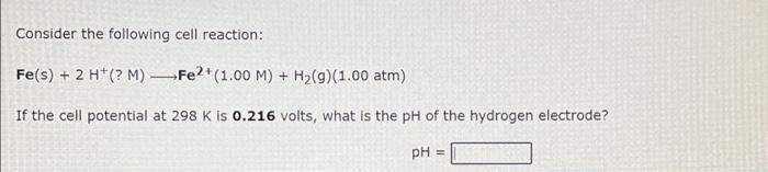 Solved Consider the following cell reaction: | Chegg.com