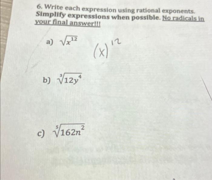 Solved 6. Write each expression using rational exponents. | Chegg.com