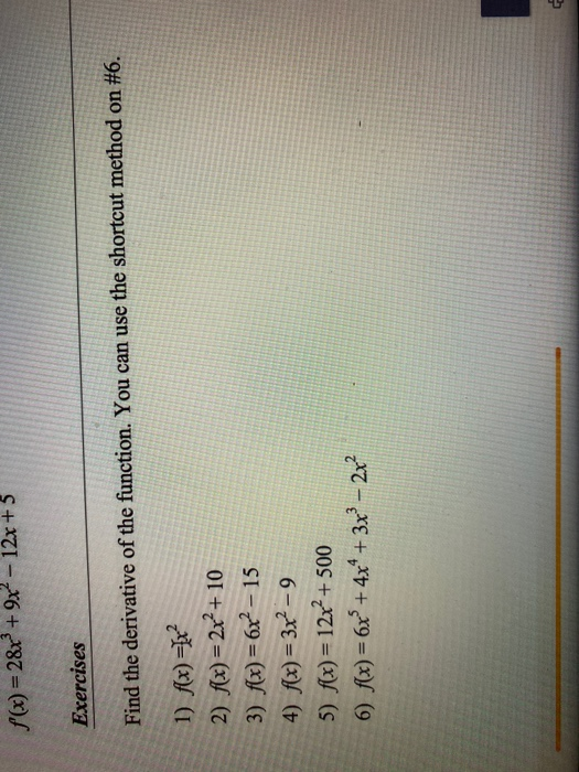 Solved f(x) = 28x + 9x - 12x + 3 Exercises Find the | Chegg.com