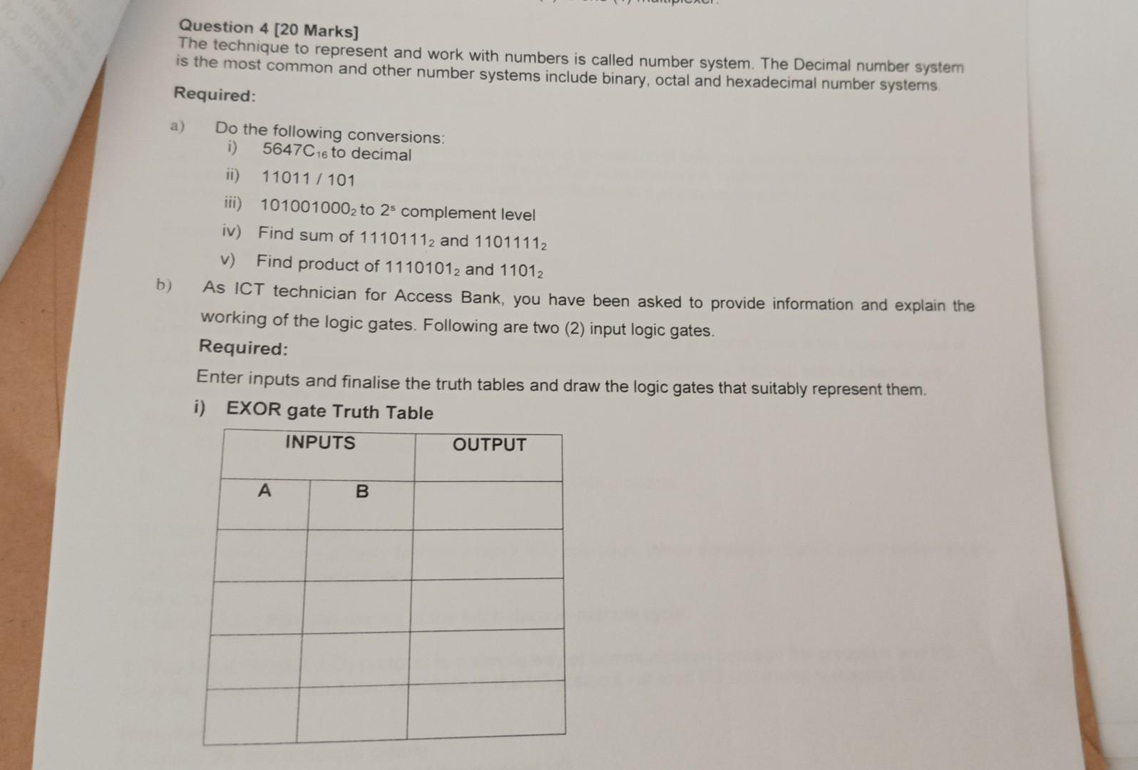 Solved Question 4 [20 Marks] The technique to represent and | Chegg.com