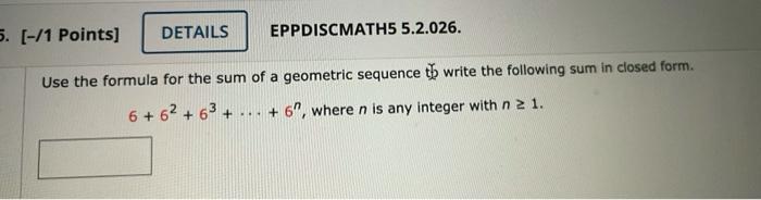 Solved 5. [-/1 Points) DETAILS EPPDISCMATH5 5.2.026. Use the | Chegg.com