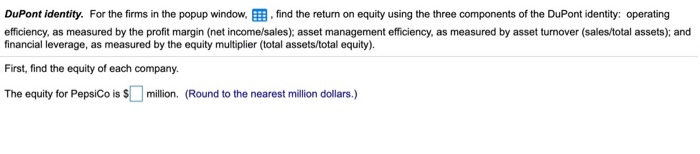 Solved DuPont identity. For the firms in the popup window. . | Chegg.com