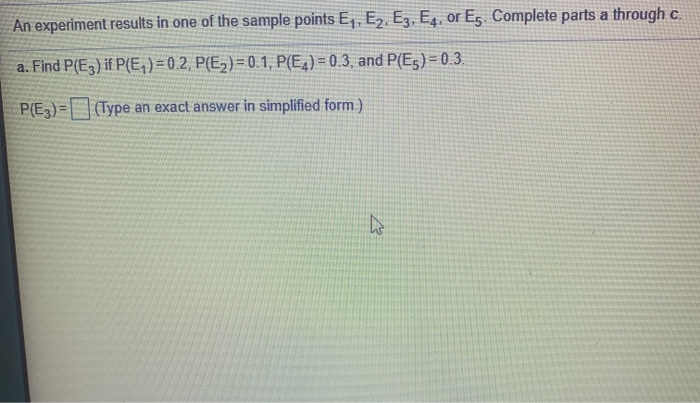 Solved An experiment results in one of the sample points E1, | Chegg.com