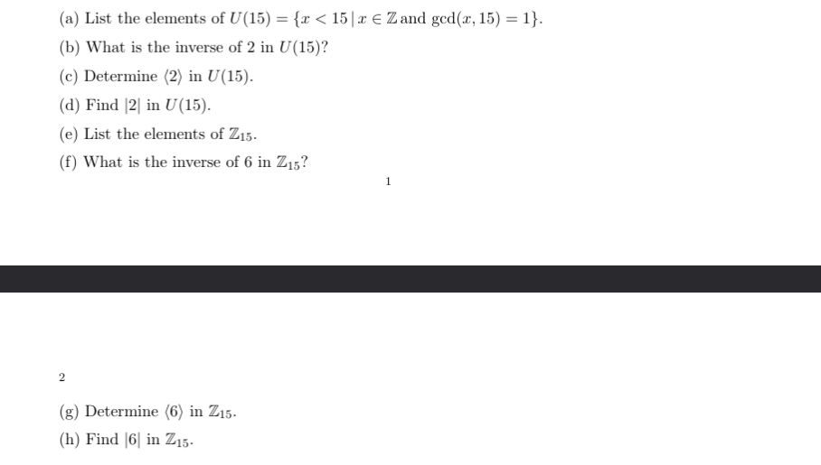 Solved (a) ﻿List the elements of and gcd(x,15)=1.(b) ﻿What | Chegg.com