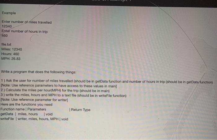 Solved Example Enter number of miles travelled 12340 Enter | Chegg.com