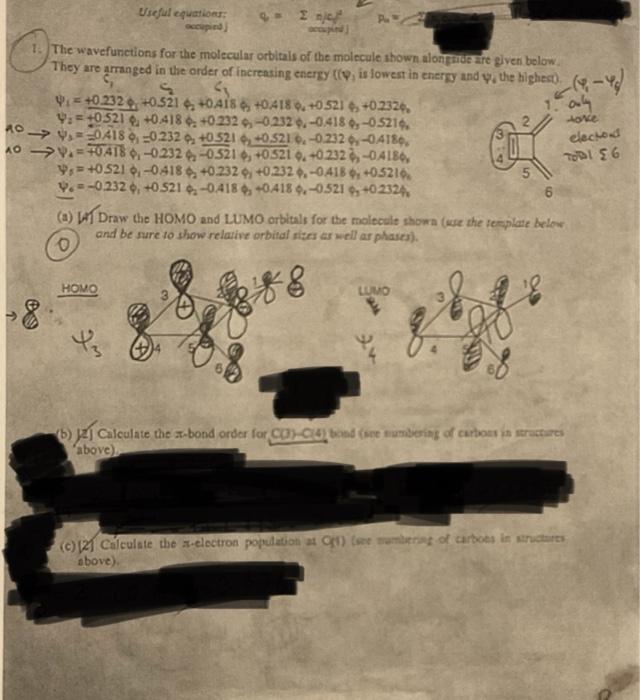 Solved The Wavefunctions For The Molecular Orbitals Of The