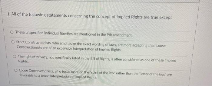 1. All of the following statements concerning the | Chegg.com