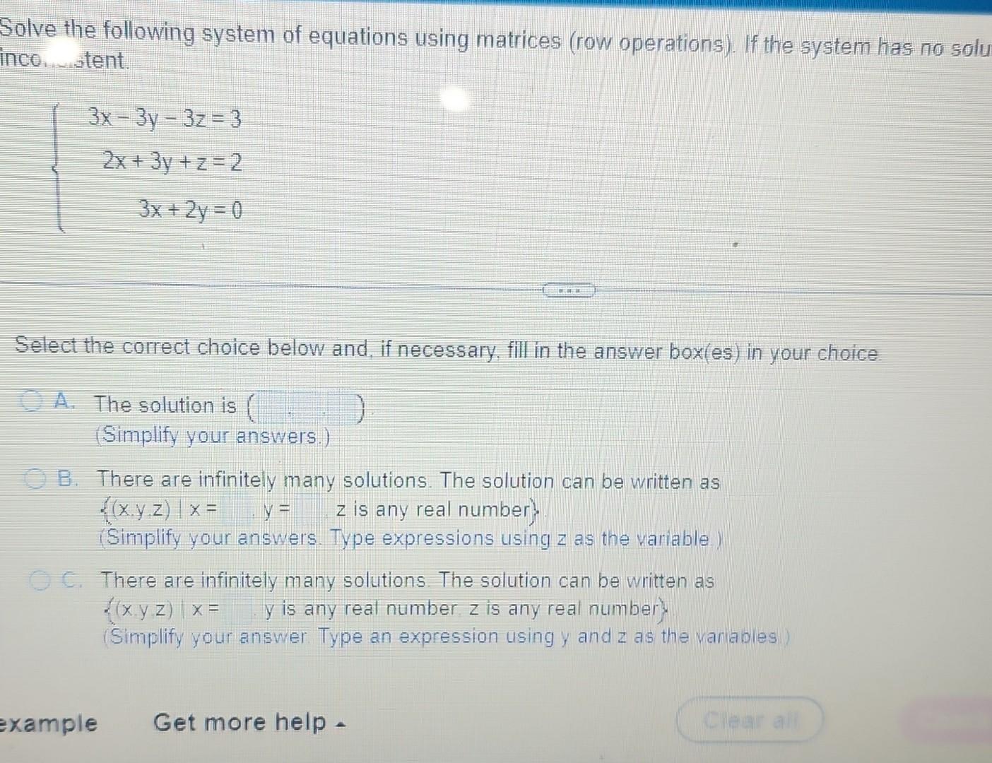 Solved Solve the following system of equations using | Chegg.com