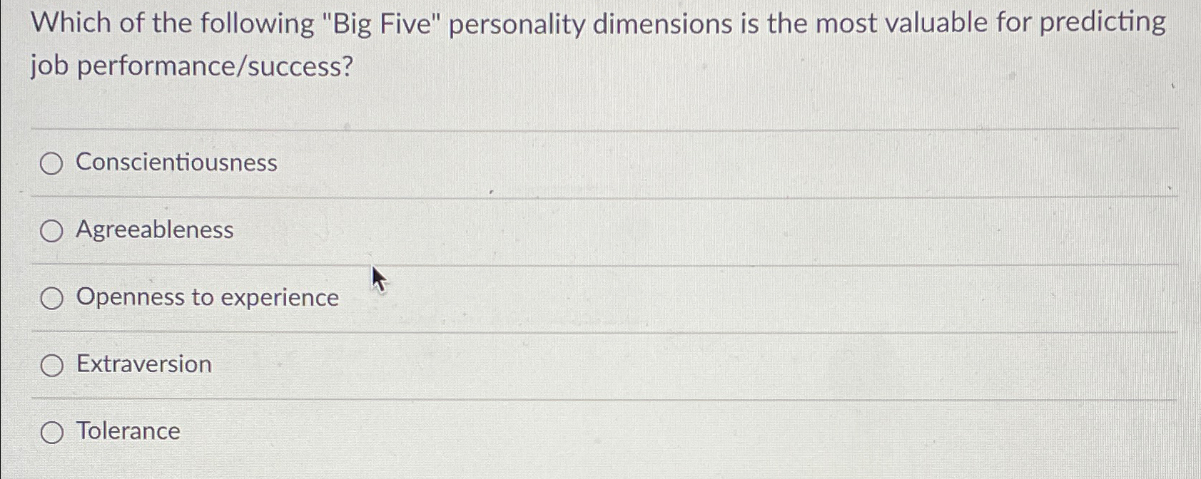 Solved Which of the following "Big Five" personality | Chegg.com