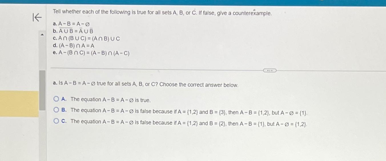 Solved Tell whether each of the following is true for all | Chegg.com