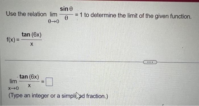 Solved Use the relation limθ→0θsinθ=1 to determine the limit | Chegg.com