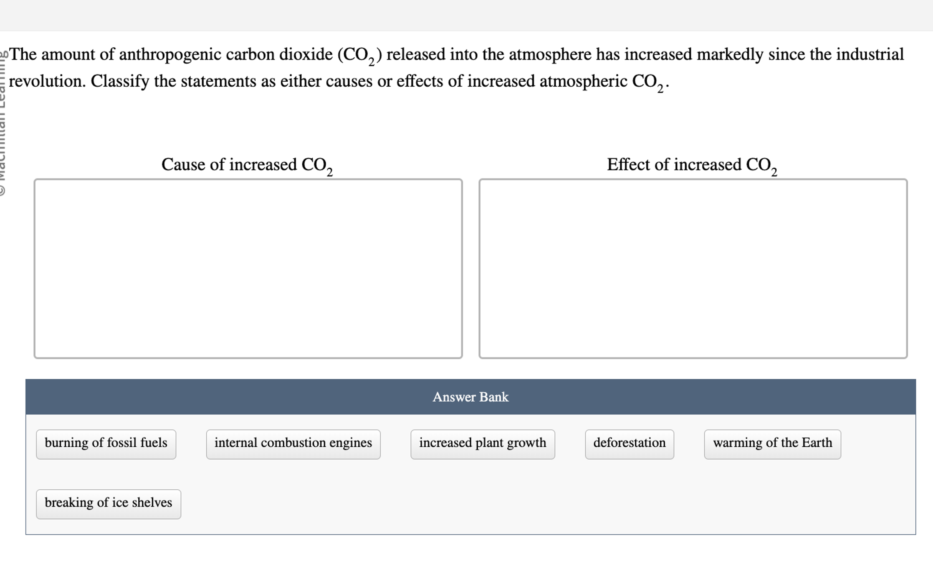 Solved fThe amount of anthropogenic carbon dioxide (CO2) | Chegg.com