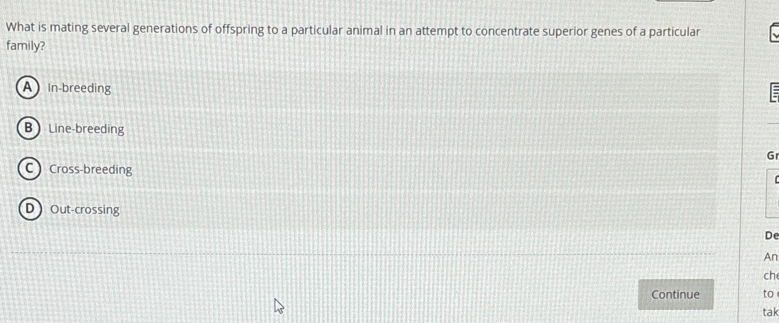 Solved What is mating several generations of offspring to a | Chegg.com